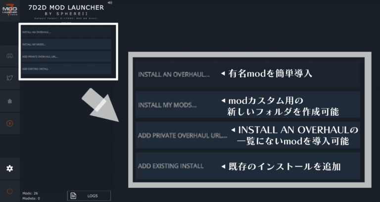 【7dtd】7D2D MODLauncherでModを導入して遊ぶ方法解説！7D2D MODLauncherの導入・使用方法(画像あり) | 人形は四畳半で夢をみる